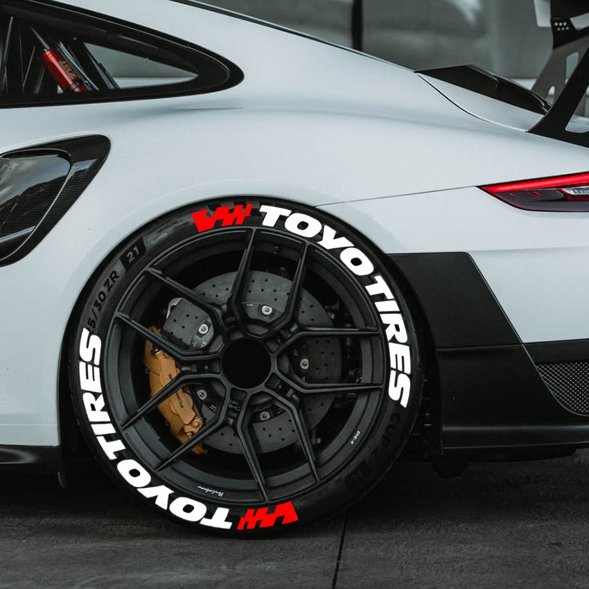 TOYO TIRES Permanent Tire Lettering Sticker With Red Flag 1.20" 15"-22 ...