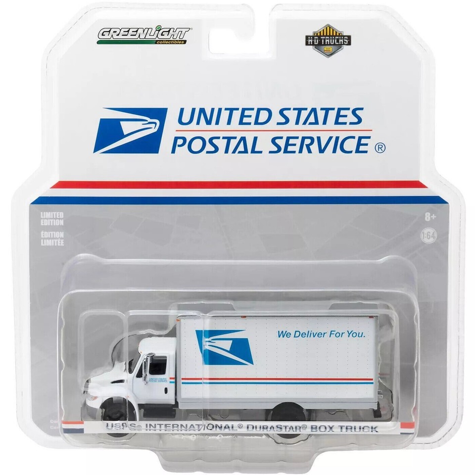 USPS International DuraStar Box Truck 1/64 Diecast Model Car Greenlight ...