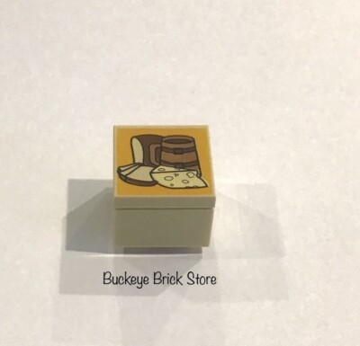 NEW Lego 2x2 Inverted Tile with Food Cheese Print Mounted on 2x2 Tan ...