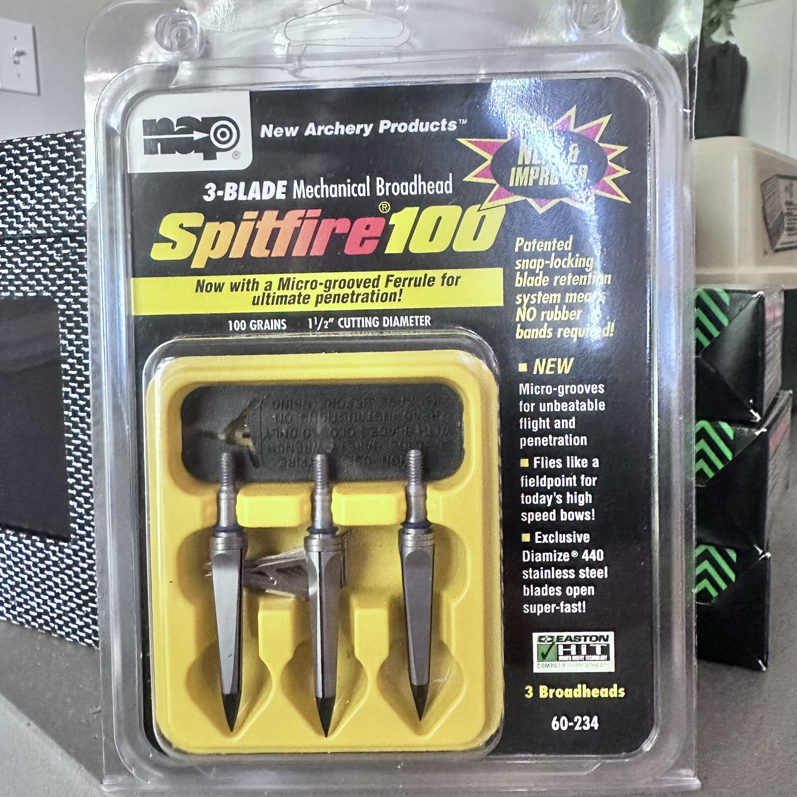 3 NAP Spitfire 3 Blade Mechanical Broadhead 100 Grain 1 1/2" Cutting ...