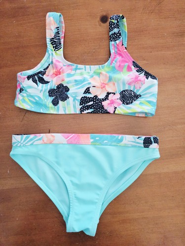 Wonder Nation Girls Bikini 2 Piece Swimsuit Teal Floral Size 6-6X | eBay