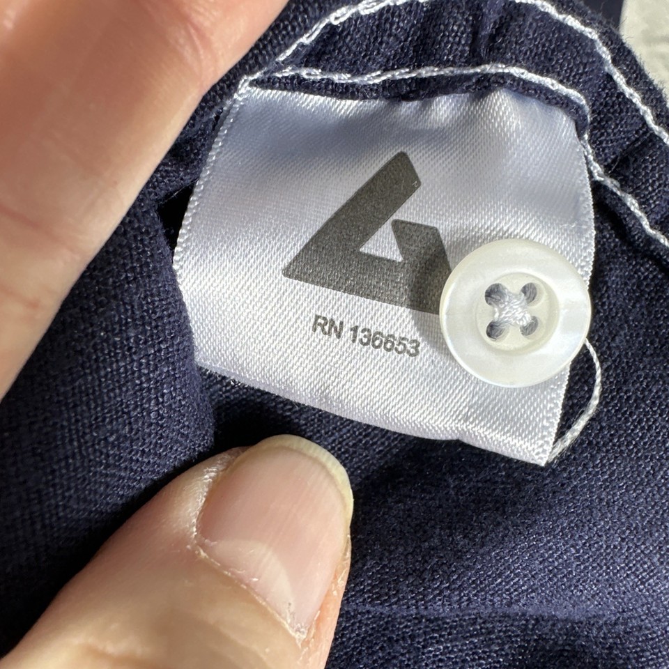 American Giant Shirt Mens Medium Blue Linen Short Sleeve Button Front ...