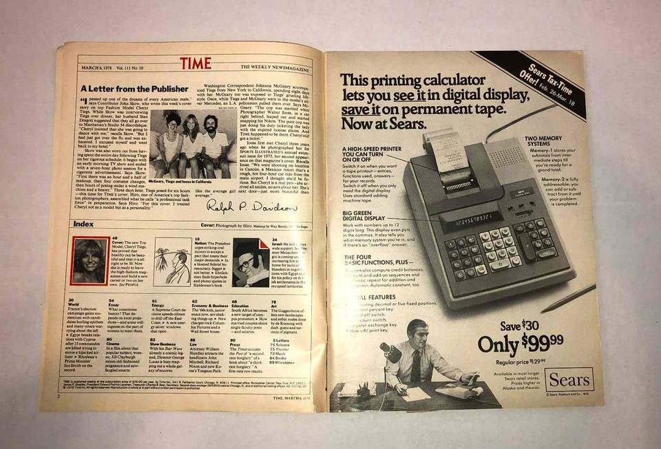 Time and People Magazines from the '70s with Cheryl Tiegs and Loni ...