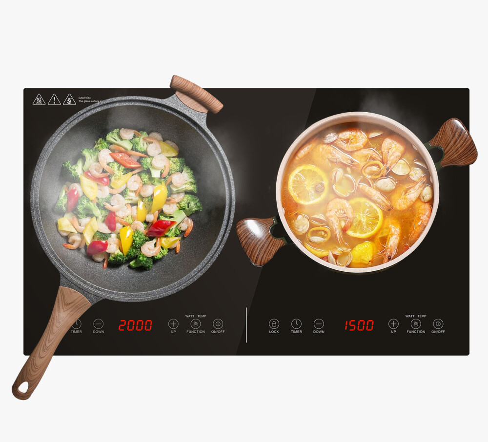 2 Zones Induction Hob Double Cooker 2800W 60cm Touch Control Electric ...