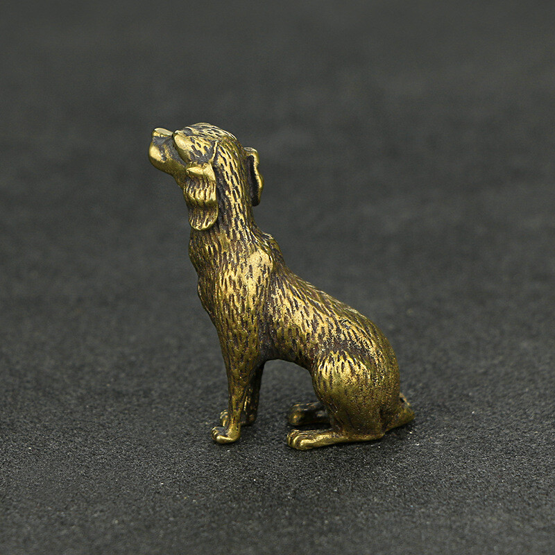 Solid Brass Dog Figurine Small Statue Home Ornaments Animal Figurines ...