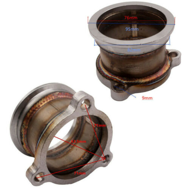 T3 to 3" 76mm 3 bolt V-Band Adaptor Turbo Downpipe Adapter Flange For ...