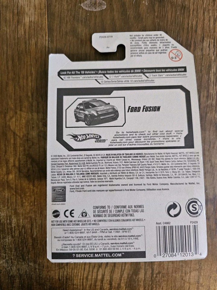 Hot Wheels Ford Fusion; 2009 HW City Works Series; Blue Police Cruiser ...
