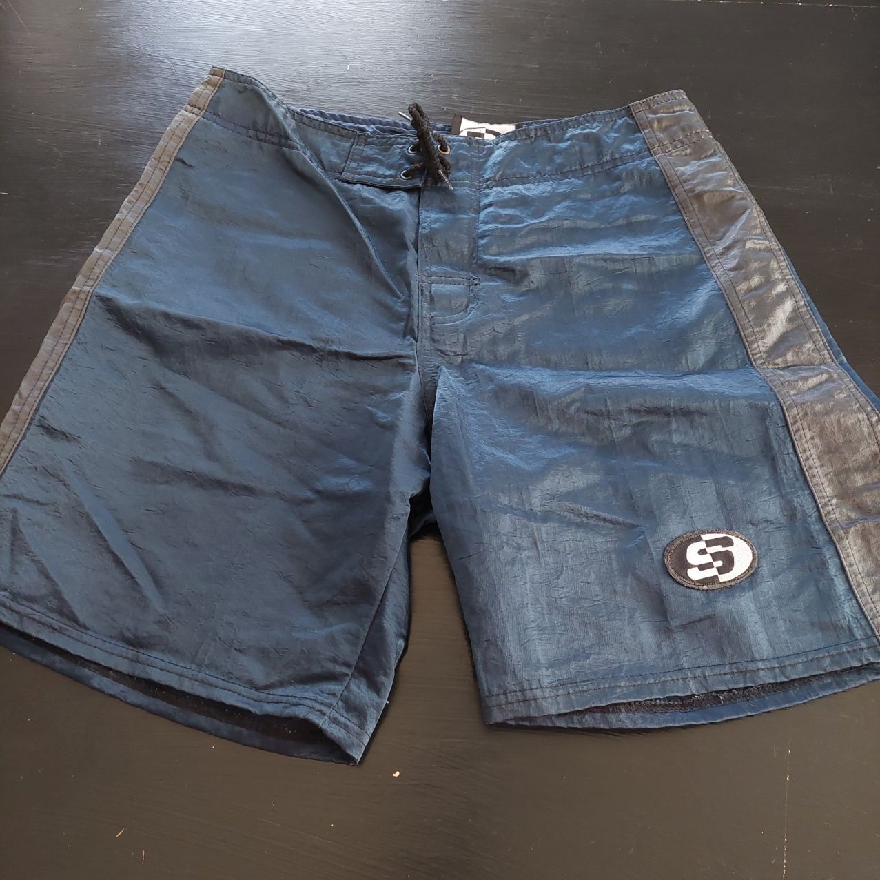 Vintage 90’s Surf Style Blue Iridescent Poly Shorts Size Medium Surfing ...