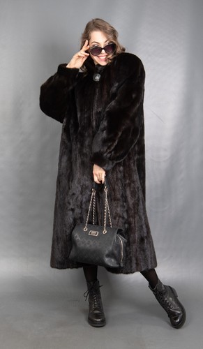6008 SUPERIOR REAL SAGA MINK COAT LUXURY FUR VERY LONG PELZ BEAUTIFUL ...