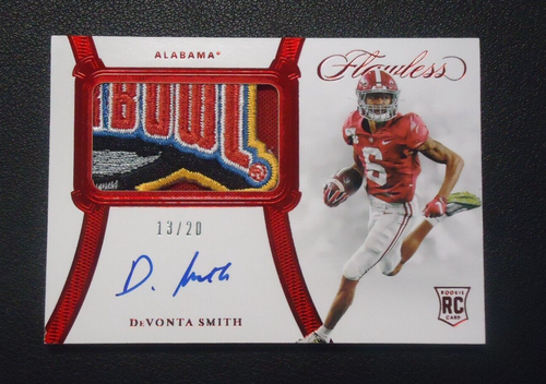 DeVonta Smith 2021 PANINI FLAWLESS COLLEGIATE PATCH/AUTO 13/20 Card #2 ...