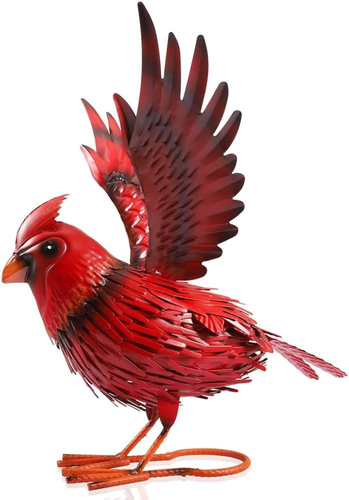 Cardinal Garden Sculpture Cardinal Statue Metal Bird Yard Art Realistic ...
