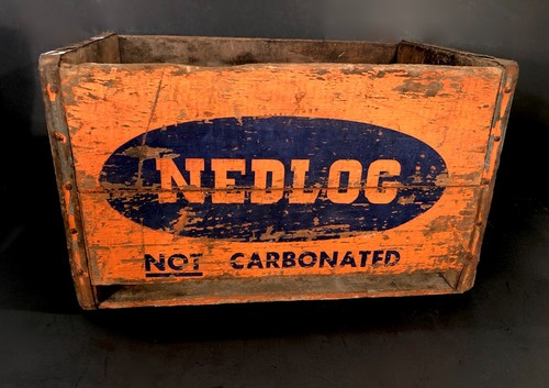 Vintage Authentic Old Nedlog Soda Bottle Wood Crate Advertising Sign ...
