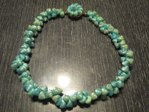 Vintage Antique Iridescent Dyed Green Trochus Sea Shell 14-1/4" Choker ...