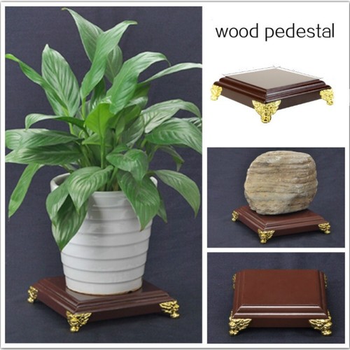 Wooden Base Shelf Square Bonsai Vase Stand Pedestal Teapot Bases Home ...