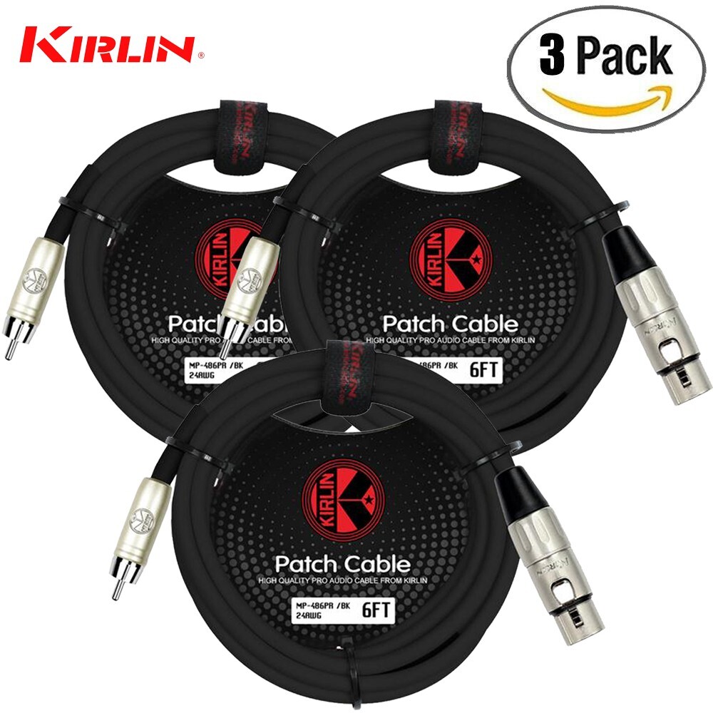 3-PACK Kirlin 6FT XLR Female to RCA 24AWG Patch Cable MP-486 PR-06/BK | eBay