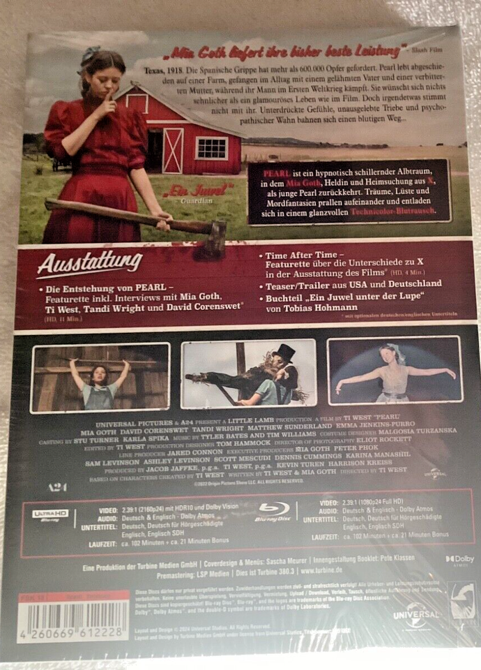 Pearl 4K UHD Blu-ray Mediabook Turbine Limited Edition Cover C German ...