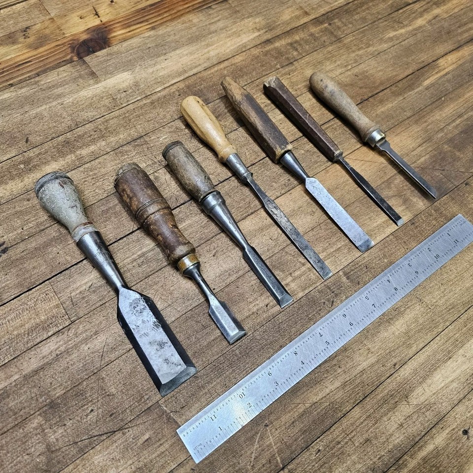 Woodworking Chisels Antique Carpentry Gouge & Chisel Lot Woodworking ...