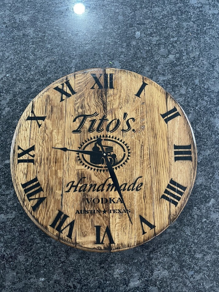 Authentic Bar Decor (Tito’s Vodka) Bourbon Whiskey Barrel Wall Clock 21 ...