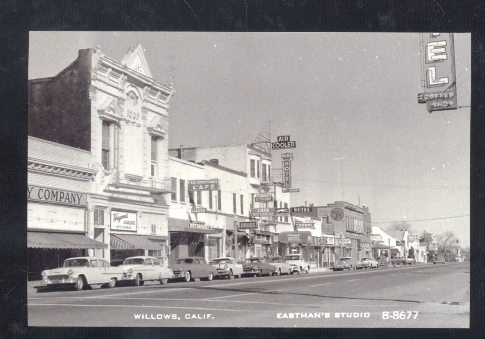 REAL PHOTO WILLOWS CALIFORNIA DOWNTOWN STREET SCENE CARS POSTCARD COPY ...