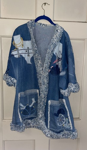 Women's Embroidered Denim Horse Texas Jean Jacket Sz Customized | eBay