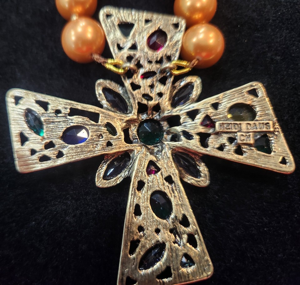 Heidi Daus Jeweled Maltese Style Cross Necklace SIGNED | eBay