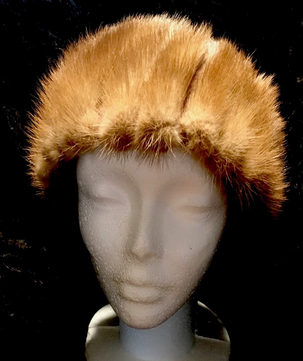 Vtg Retro Carson Pirie Scott & Co Women's Brown Mink Fur Beanie Hat ...