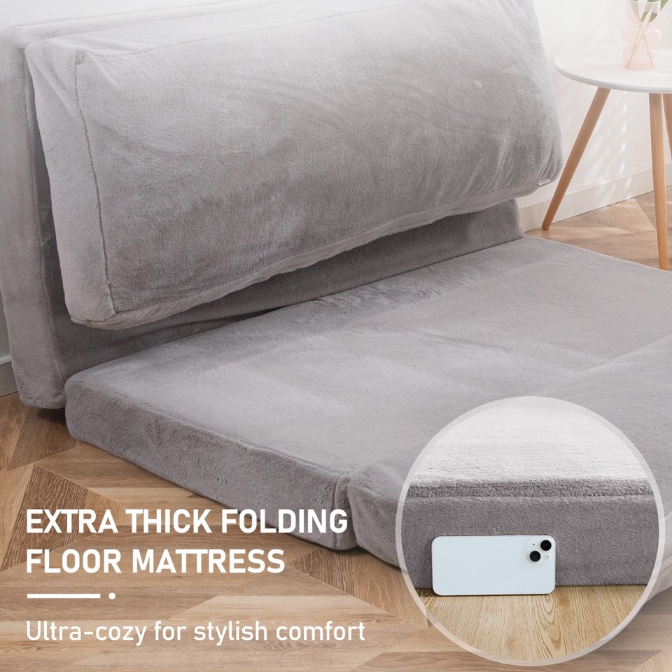Bean Bag Bed Folding Sofa Bed Floor Couch Fold Full Floor Mattress with ...