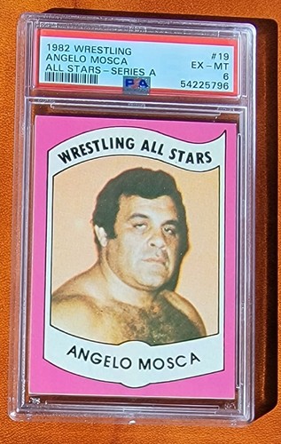 PSA 6 ANGELO MOSCA 1982 Wrestling All Stars Card Graded Not Andre WWF ...