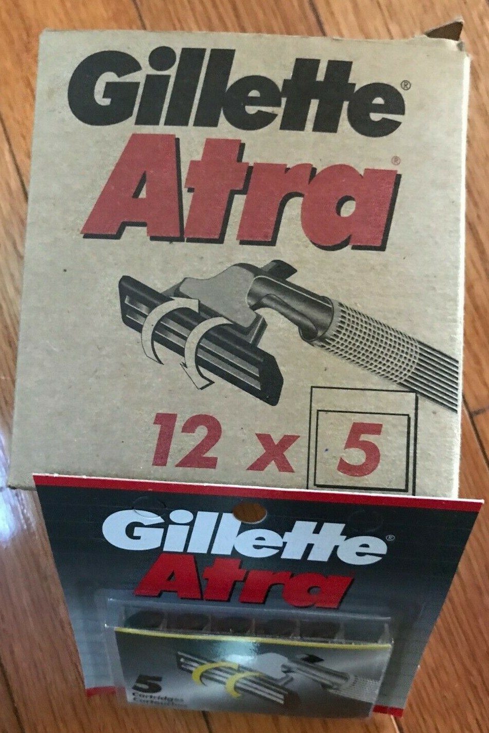 Vintage 1995 Gillette Atra Razor Blades No Lubricant Strip 60 Blades12 ...