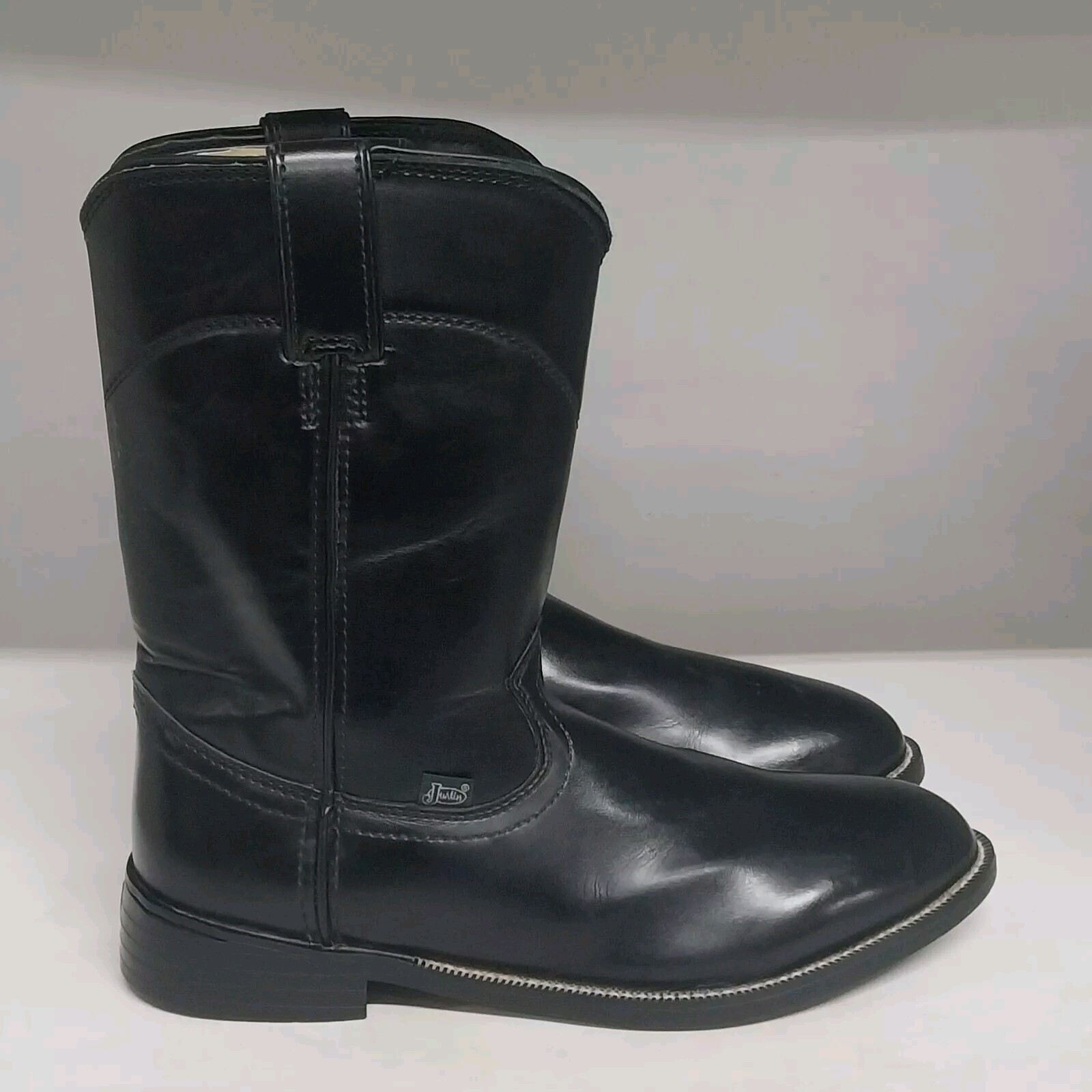 Justin Basics Roper Western Boot Black Mens Size 10.5D - Gem