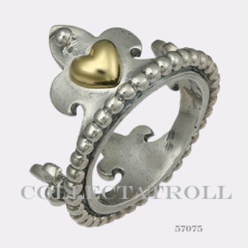Authentic TrollBeads Silver & 18kt Gold Crown Ring Size 6 3/4 57075 ...