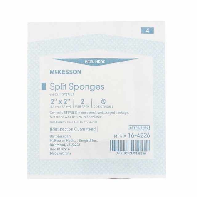 McKesson Sterile 2x2 6-ply Split Drain Sponges 16-4226 for sale online ...