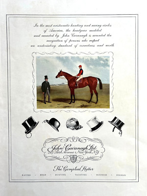 John Cavanagh Ad 1931 247 Park Ave NY The Compleat Hatter Racing Polo ...