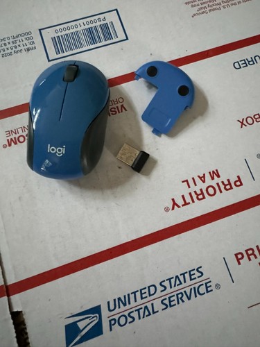 Logitech M187 Mini Wireless Optical Mouse Blue W/ Receiver - 3.25"L x 2 ...