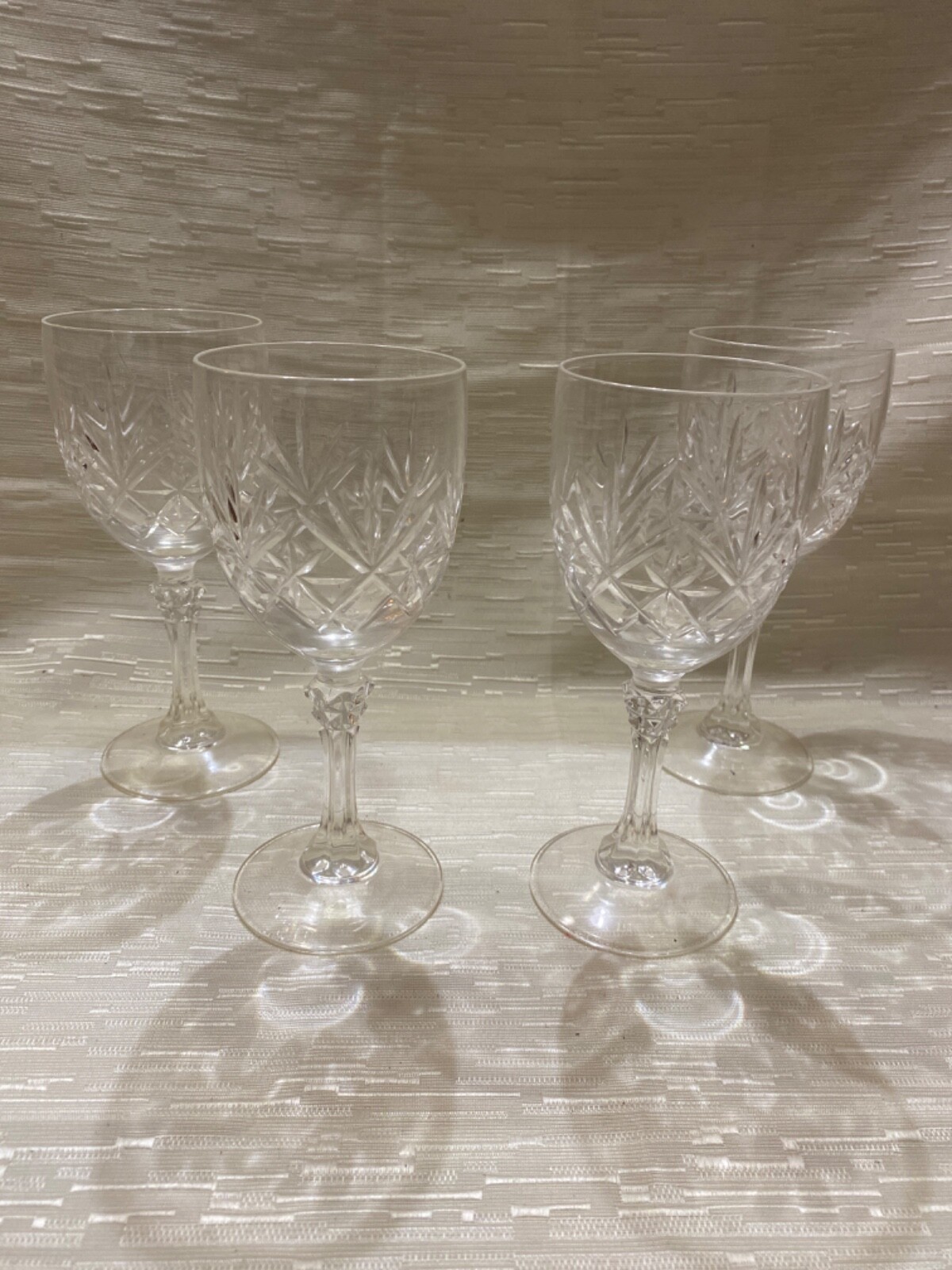 Vintage Cut Criss-Cross & Fan Design Crystal water goblets Stemware ...