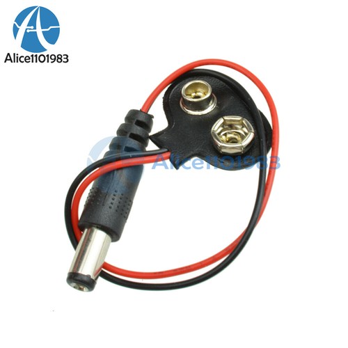 2PCS T type 9V DC Battery Power Cable Barrel Jack Connector for Arduino ...