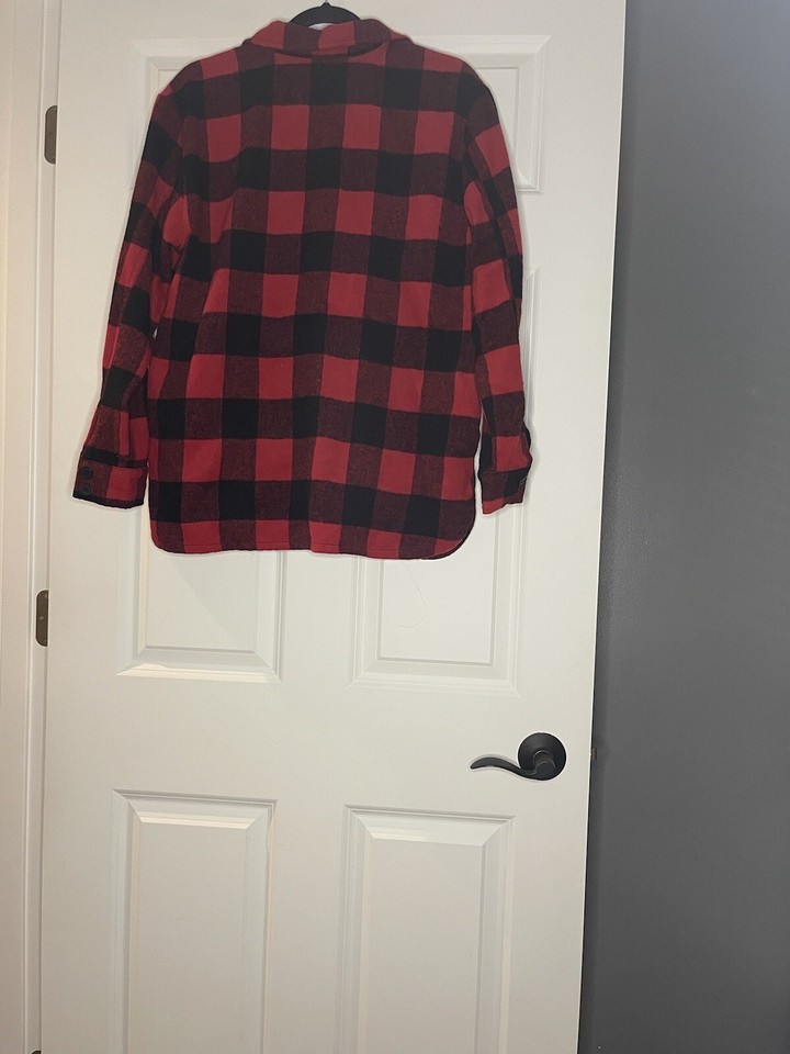 Leo And Nicole Plaid Shacket Large Black And Red | eBay