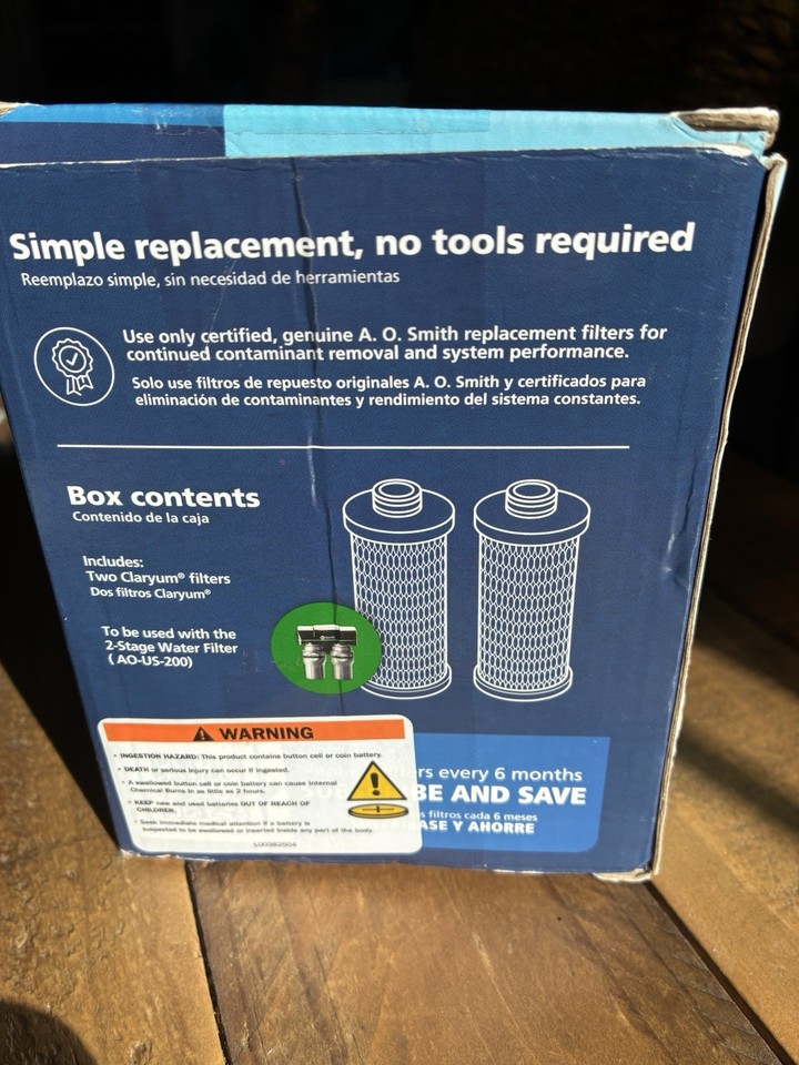 A.O Smith 2-stage E Water Filter Replacement Model AO-US-200-R | eBay