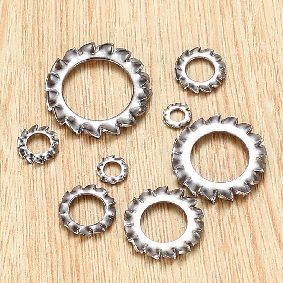 330 Pcs External Tooth Star Lock Washers, Stainless Steel External ...