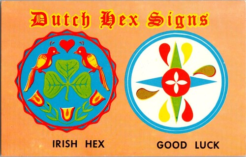 Vintage Postcard Pennsylvania PA Dutch Hex Signs Irish Hex & Good Luck ...
