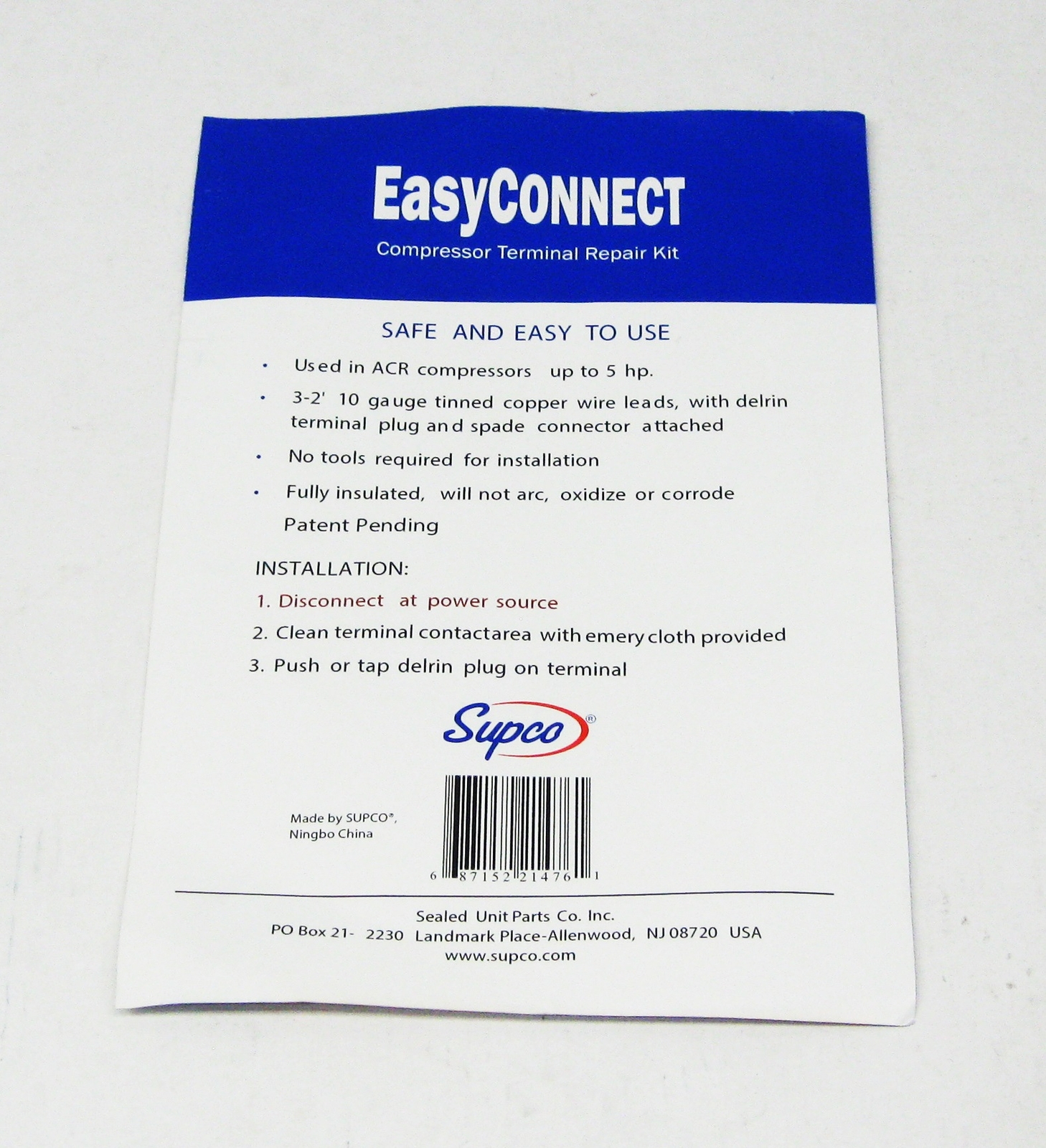 EC10 Supco Easy Connect Compressor Terminal Repair Kit 3- 2' 10 AWG ...