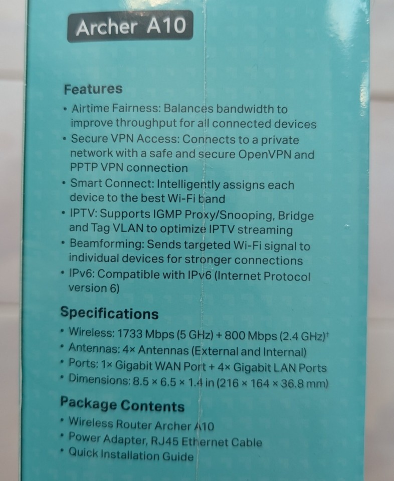 TP-LINK Archer A10 AC2600 MU-MIMO WiFi Router - NEW SEALED | eBay