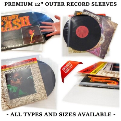 12 Inch Clear Plastic Outer Polythene Record Sleeves 12" Vinyl Covers ...