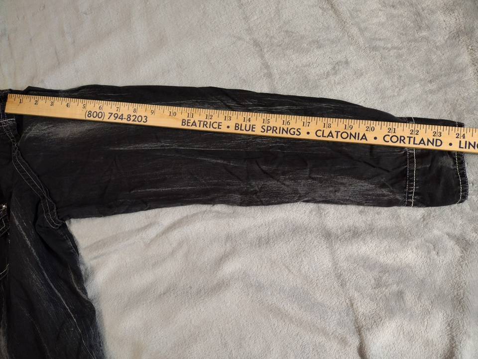 Rock 47 Wrangler Western Shirt Womens L Black Distressed Embroidery ...