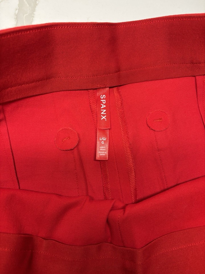 SPANX Pants Women's Large True Red Polished Kick Flare Pull On Ankle ...