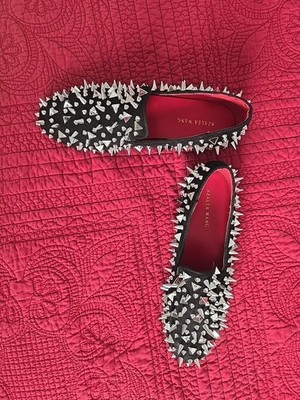 Azalia Wang Sudded Loafer Size 7.5B, Black Faux Suede With Silver Studs ...