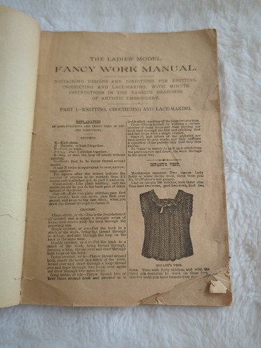 1893 Fancy Work Manual The Ladies' Model Knitting Lace Crochet Antique ...