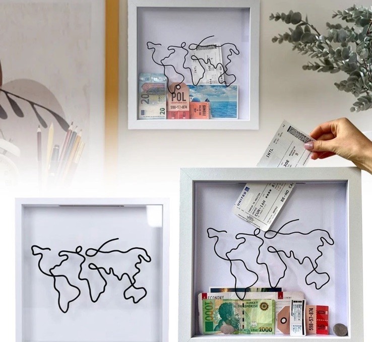 World Map Shadow Box Wall Art-Adventure/ Travel/ Ticket Memory Box W ...