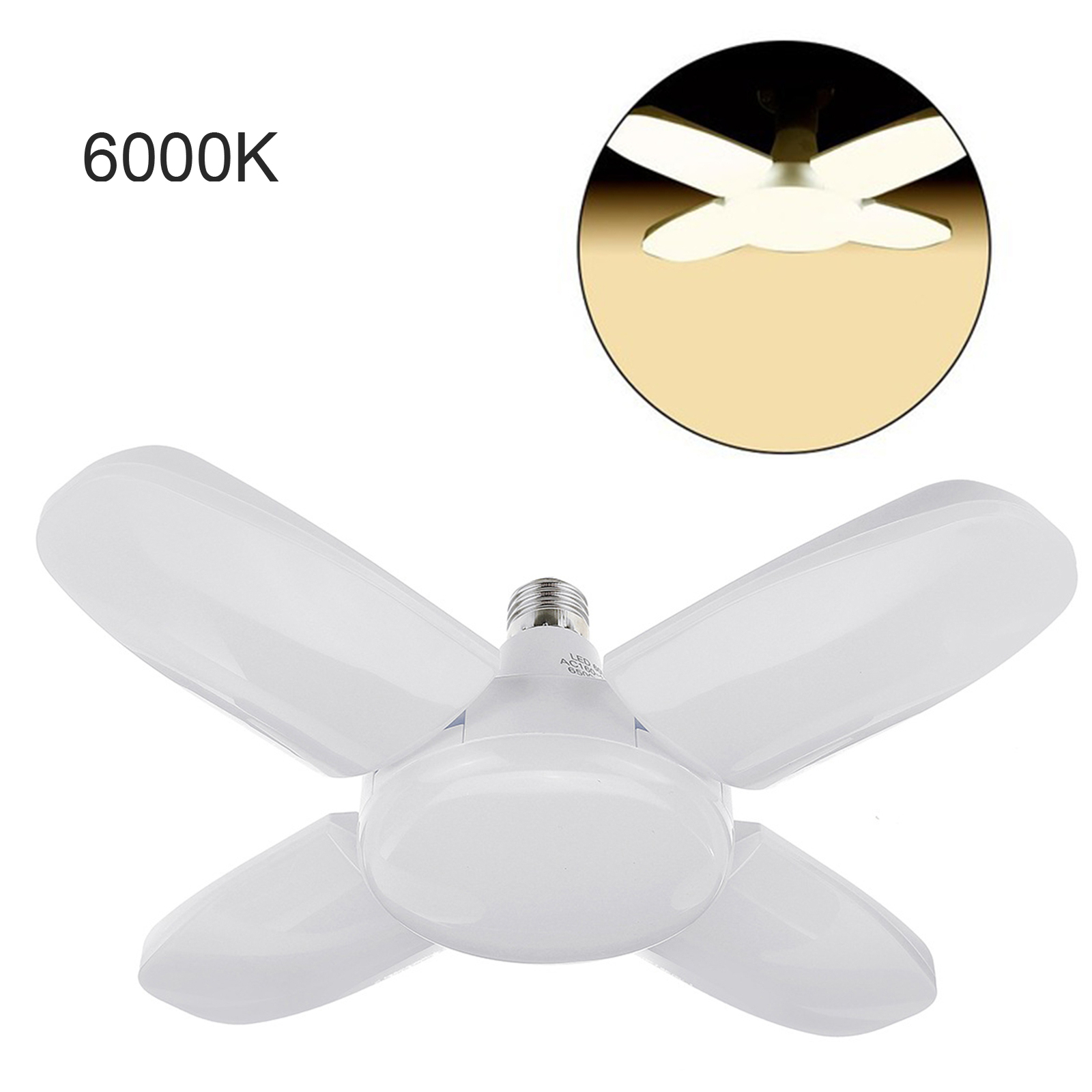 Foldable Garage Light Three-Leaf Fan Blade LED Bulb Adjustable Ceiling ...