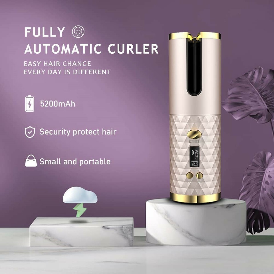 USB Cordless Automatic Rotating Hair Curler Hair Waver Curling Iron ...